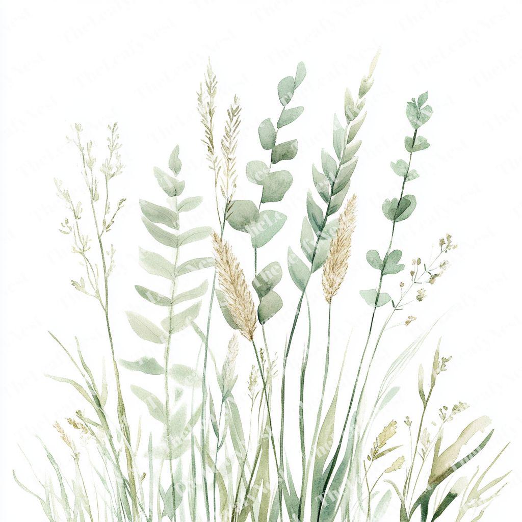 12 Meadow Grass Bundle Clipart, Pastel Green Grass Clipart, Printable ...