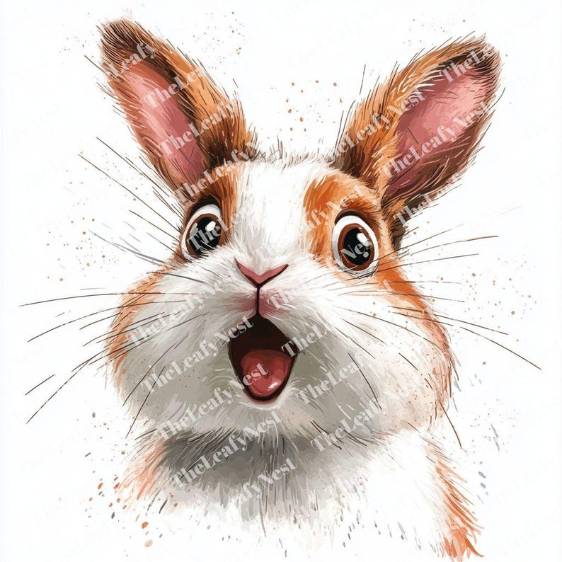 12 Surprised Bunny Clipart, Surprised Rabbit, Printable Watercolor ...