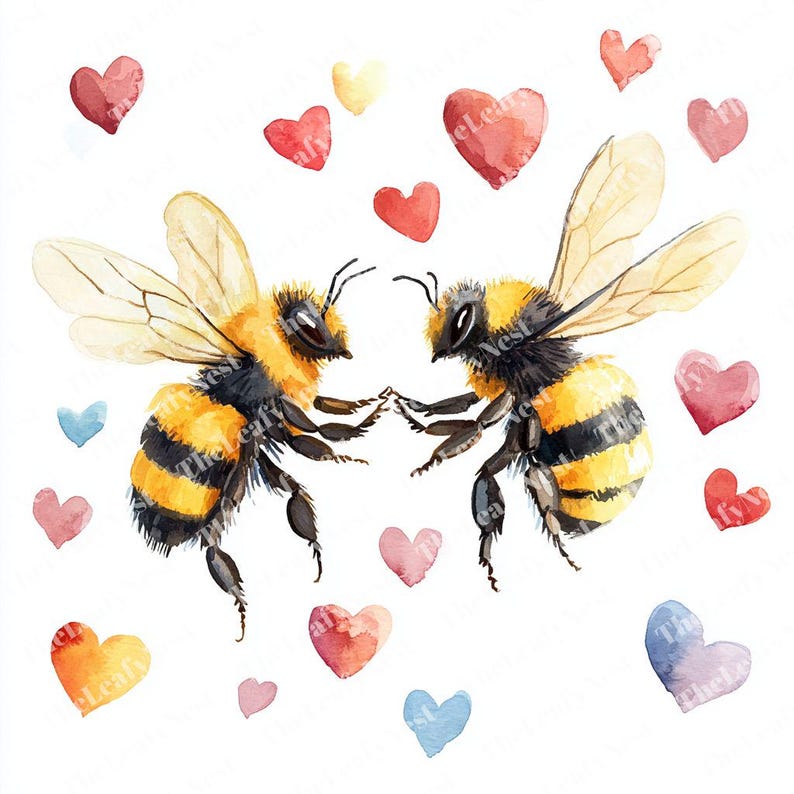 13 Love Bee Clipart, Valentine Bee Clipart, Romantic Insect Clipart ...