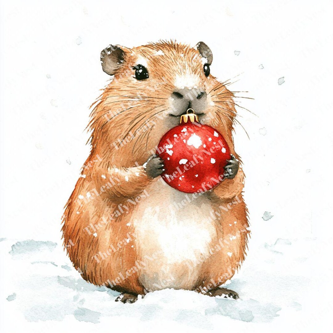22 Christmas Capybara Clipart, Watercolor Cozy Winter Animals Clip Art ...