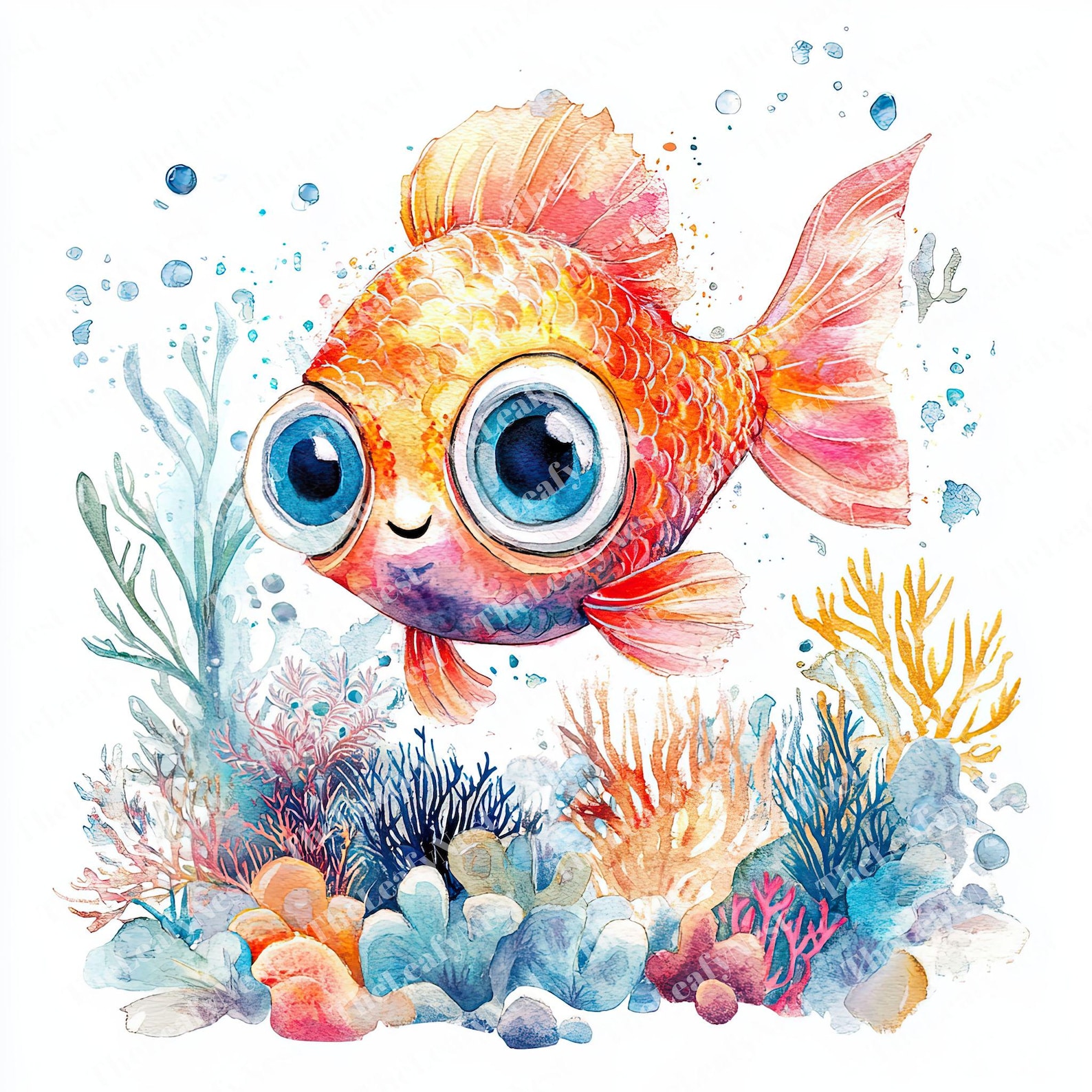 10 Colorful Fish Cartoon Clipart, Cute Fish Clipart,printable ...