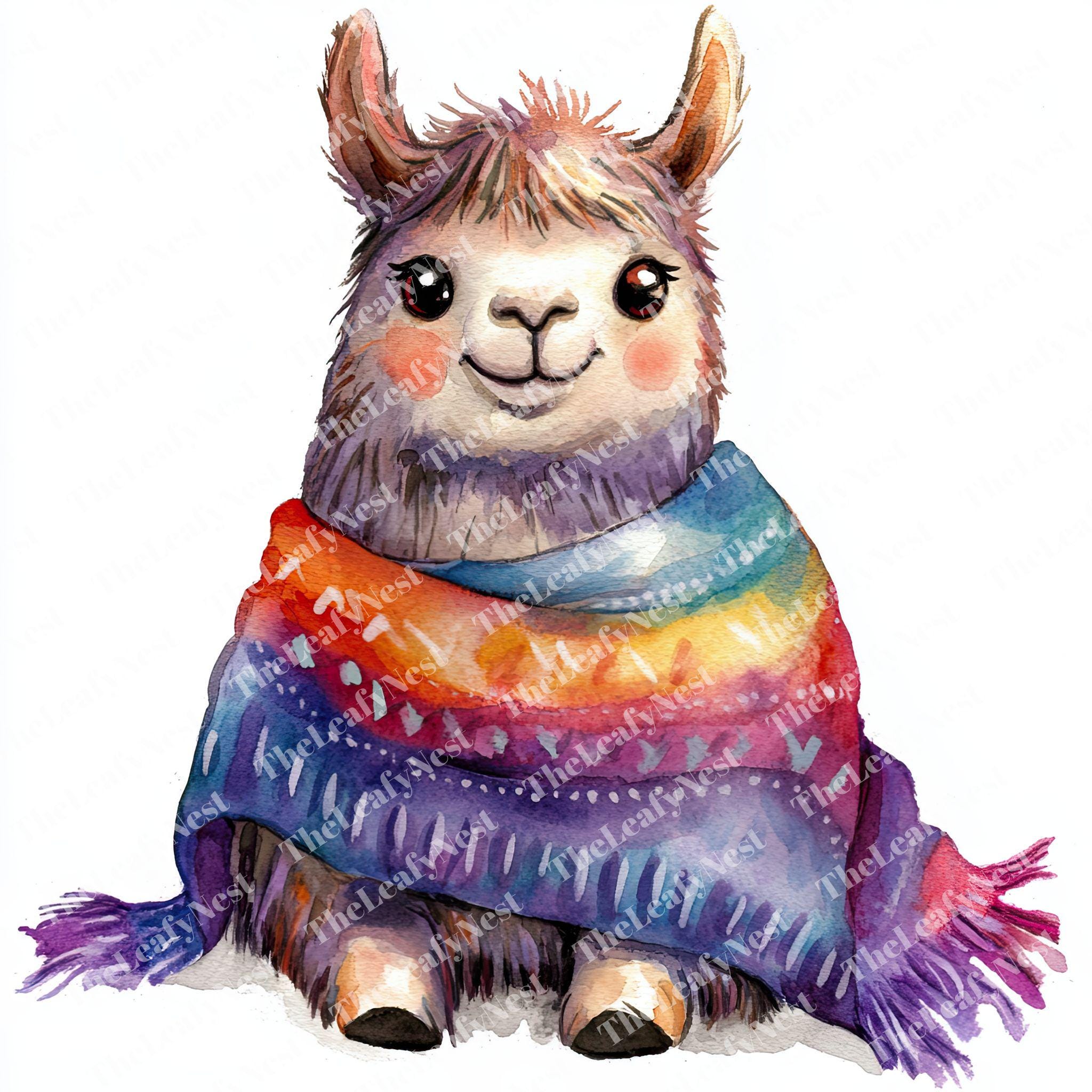 10 Chibi Lama With Fluffy Fur Cartoon Clipart, Lama Clipart,printable ...
