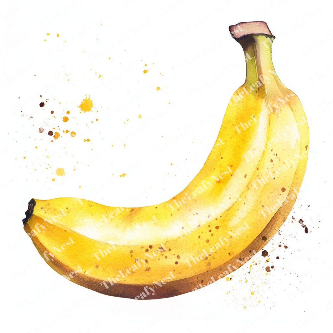 7 Watercolor Banana Clipart, Fruit Clipart, Printable Watercolor ...