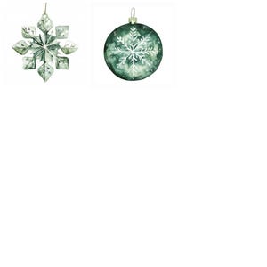 15 Green Ornament Clipart, Watercolor Christmas Clip Art, Scandinavian ...
