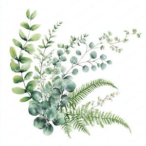 12 Greenery Clipart Arrangement 2, Fern Eucalyptus Vine Clipart ...