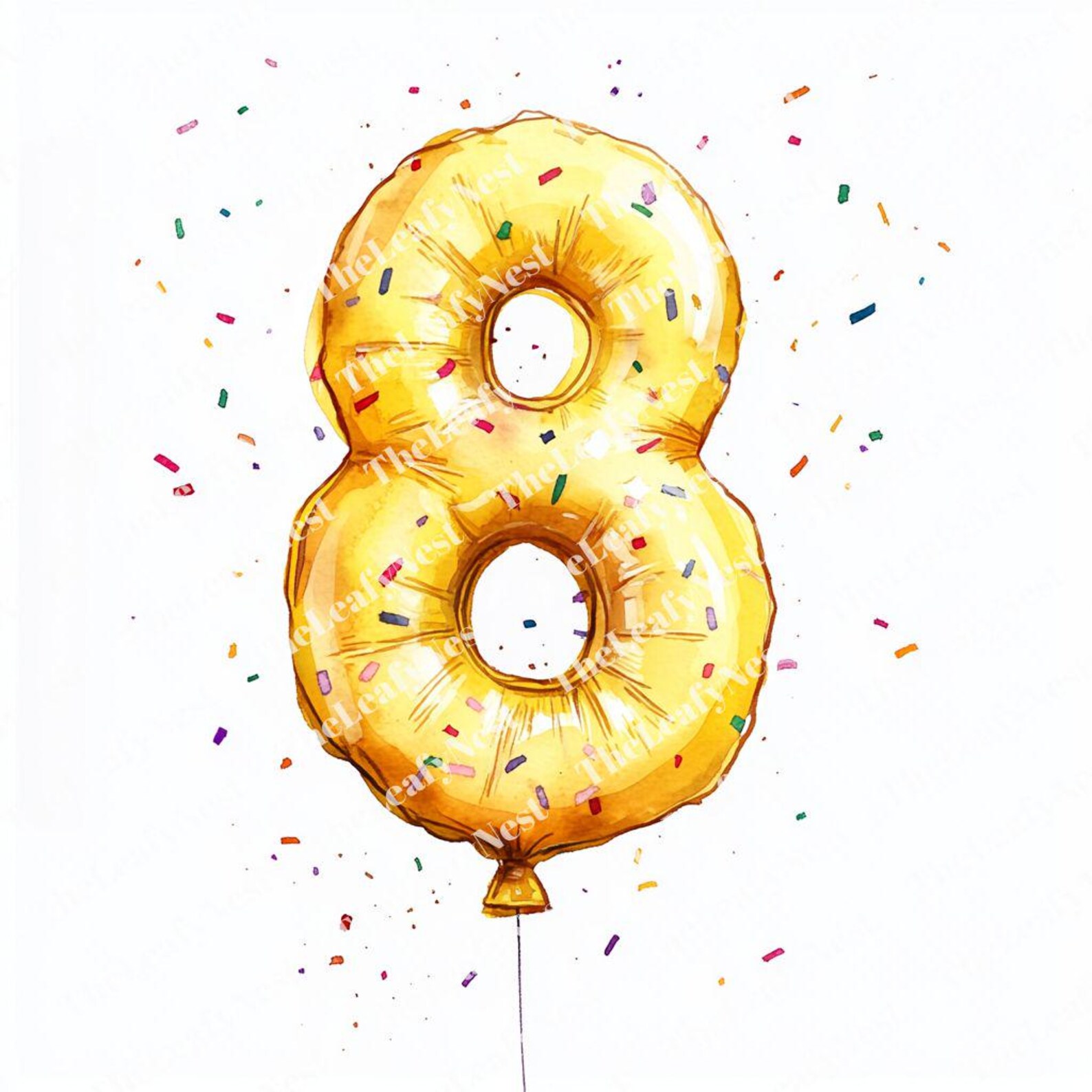 10 Balloon Numbers for Celebration Clipart, Printable Watercolor ...