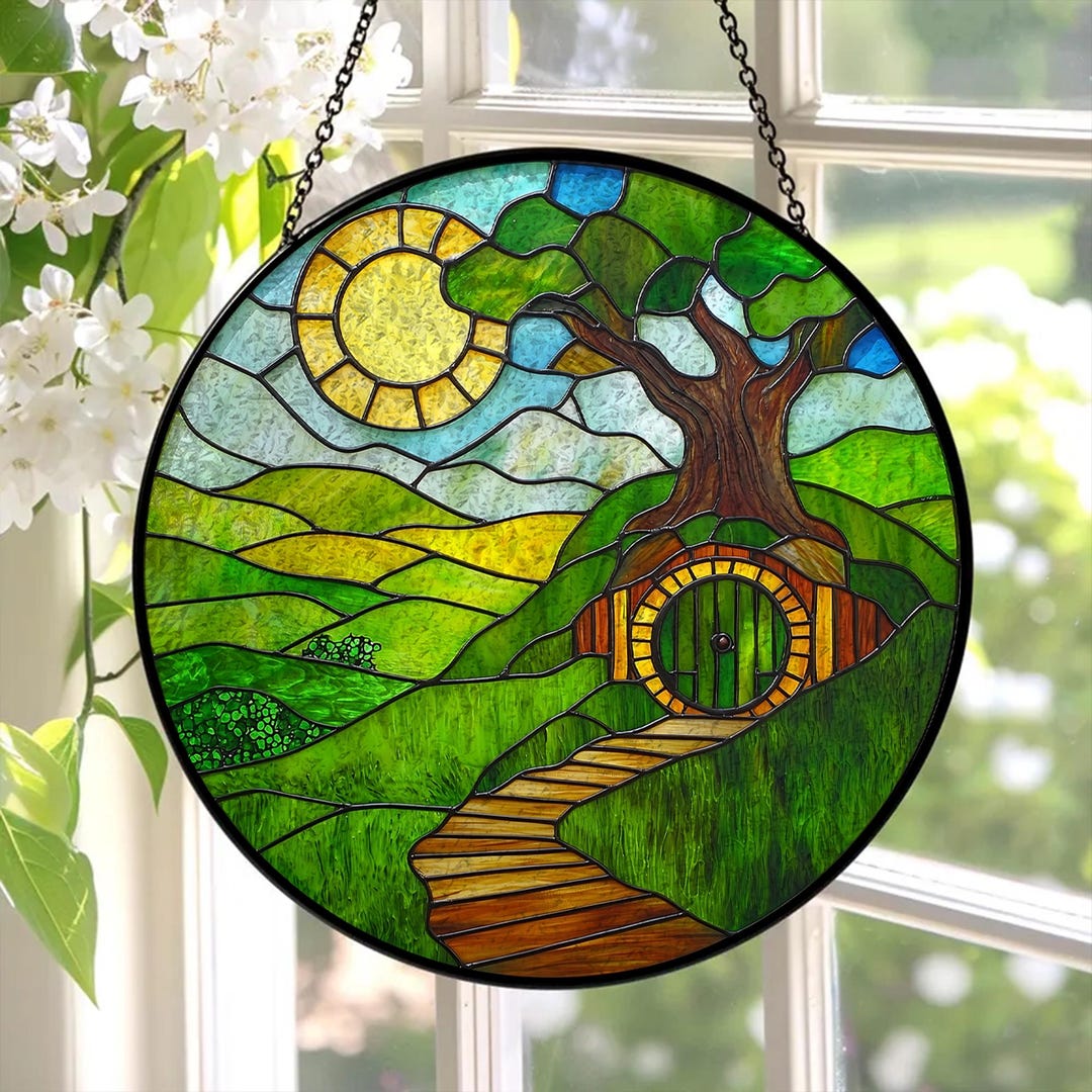 Shire Stained Glass Suncatcher, Cottage Window Hanging Suncatcher ...