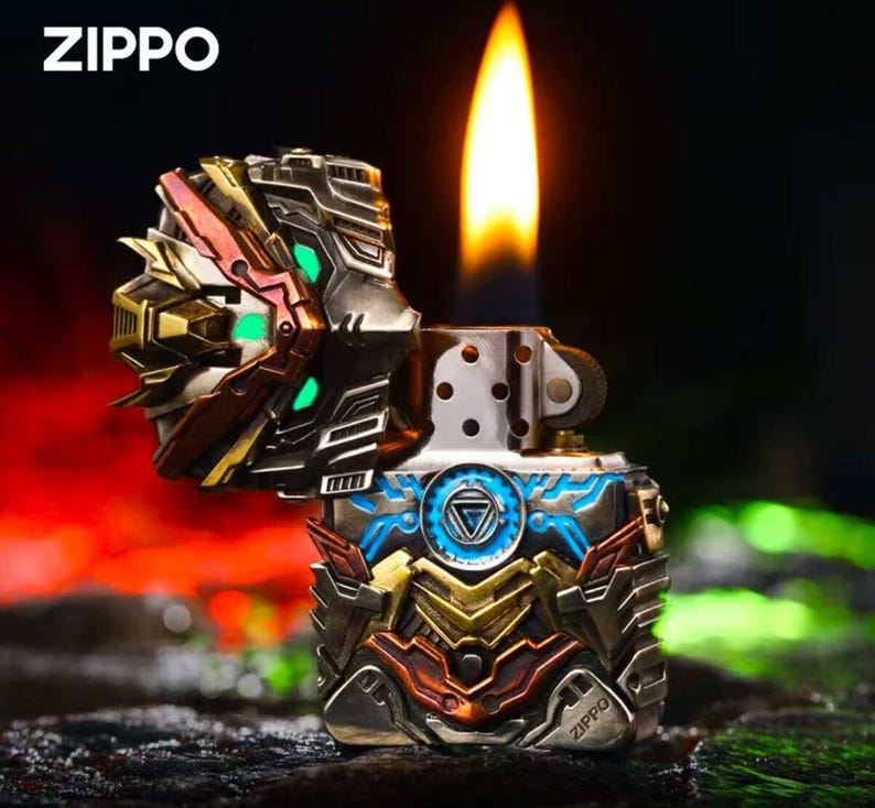 Zippo Lighter, Futuristic Robot Head Design, Heavy Metal Finish ...