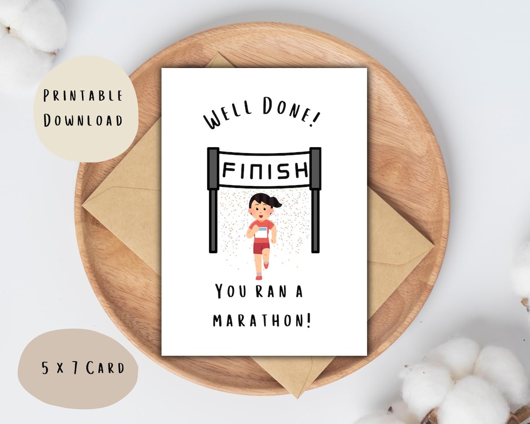 Well Done You Ran A Marathon Printable Card, Digital Greeting Card ...