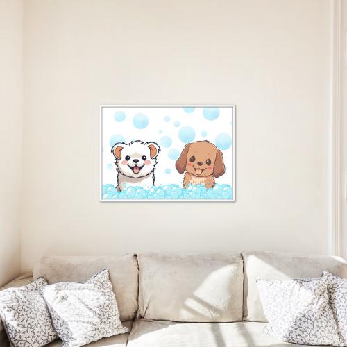 Dog Bubble Bath Digital Print, Cute Puppy Bath Time Digital ...