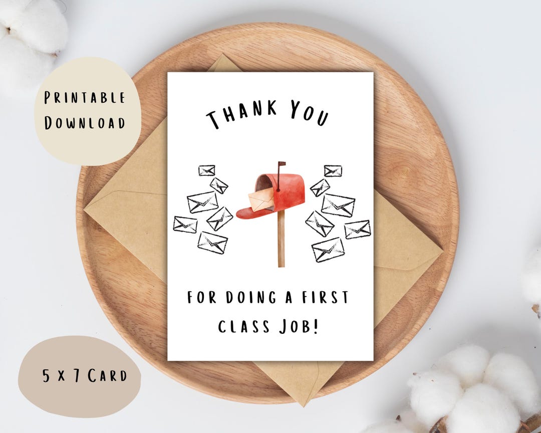 Mail Carrier Thank You Printable Card, Postie Delivery Driver Thank You ...
