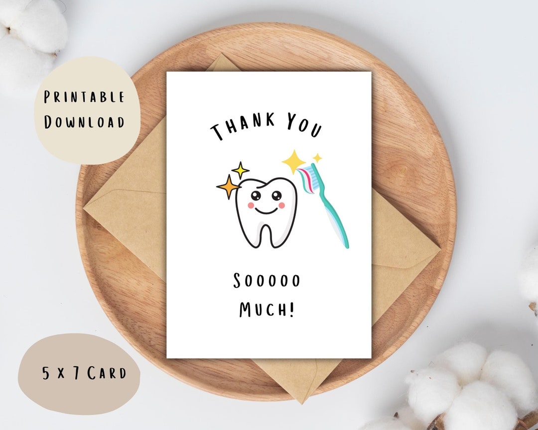 Thank You Dentist Card Printable, Thank You Hygienist, Star Dentist ...