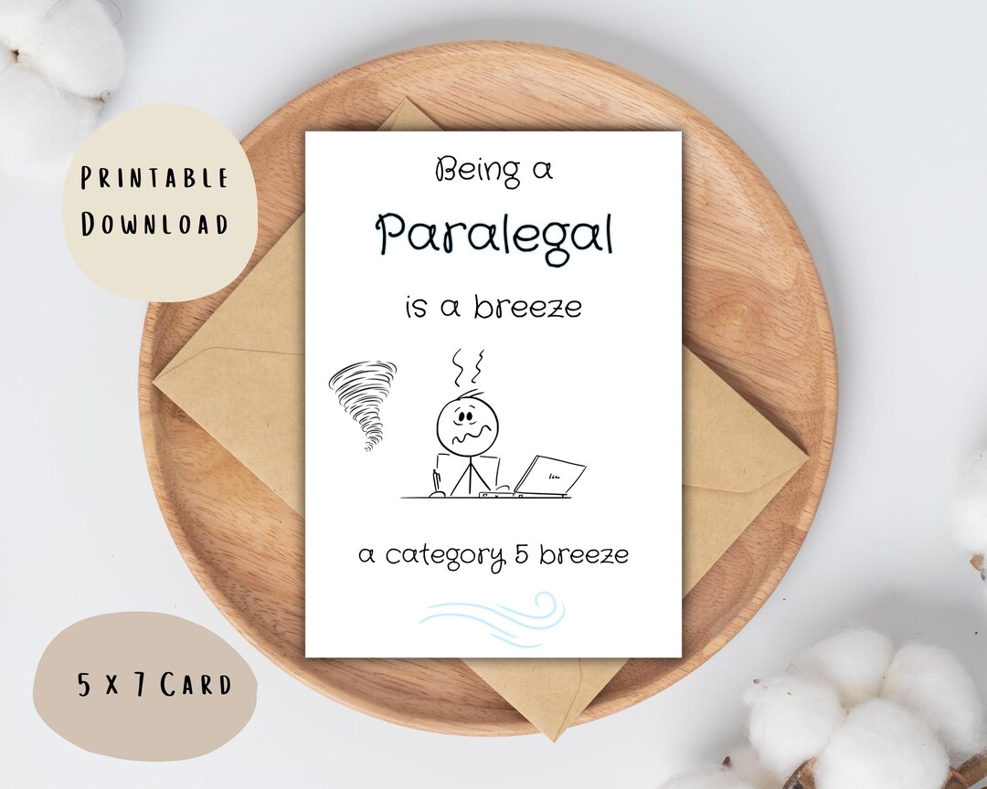 Being A Paralegal is A Breeze Printable Card, Paralegal Humor, Funny ...