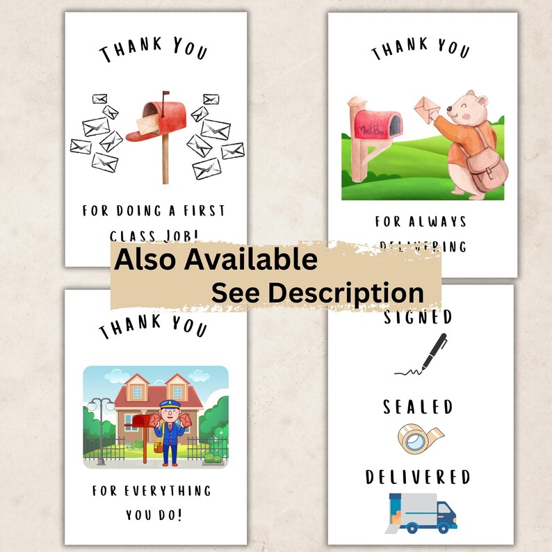 Mail Carrier Thank You Printable Card, Postie Delivery Driver Thank You ...