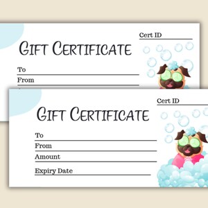 Printable Pet Groomer Gift Certificate, Dog Grooming Business, Grooming ...