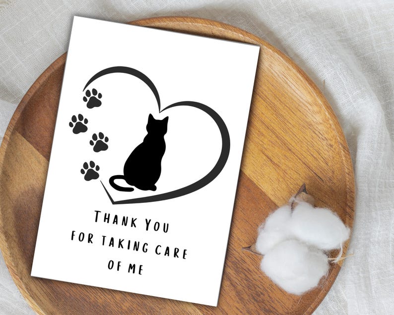 Thank You Card Printable, Thank You for Taking Care of Me, Cat ...