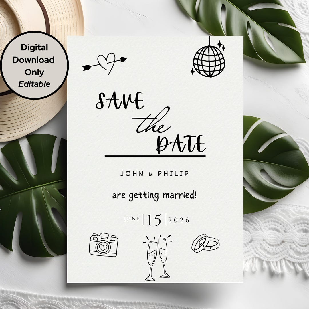Minimalist Save the Date Digital Invitation Template, Getting Married ...