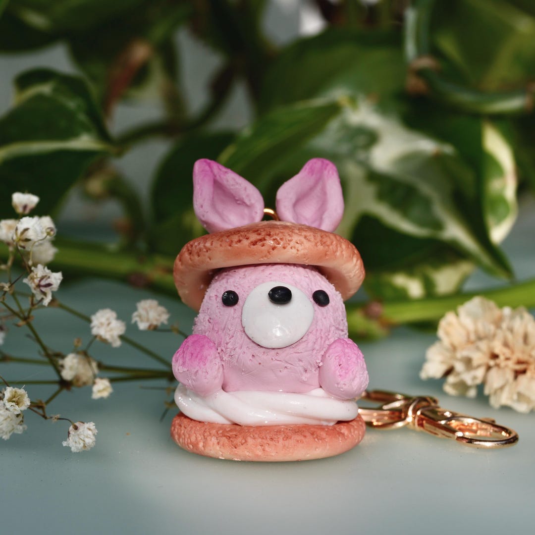 Bobo Bunny Cream Puff Keychain - Sweet Kawaii Accessory - Etsy