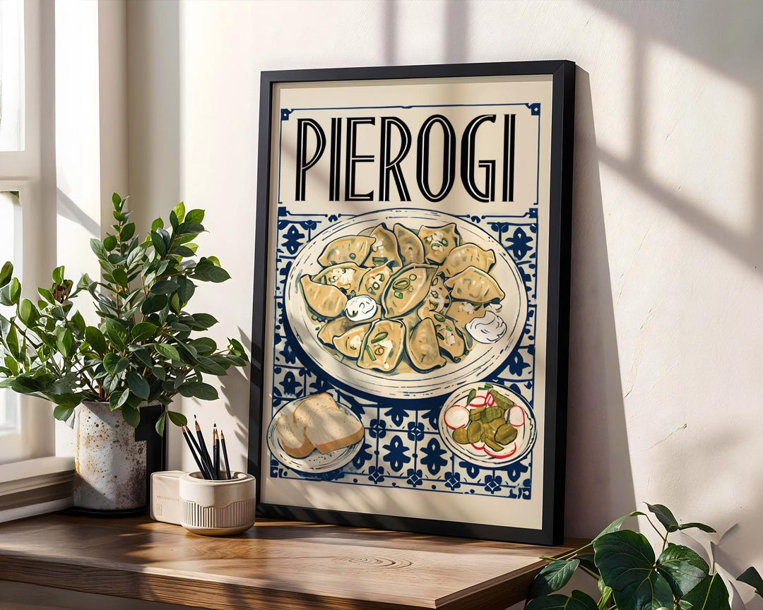 Vintage Pierogi Recipe Poster Cloud Print • Butter-sizzle Pierogi Art ...