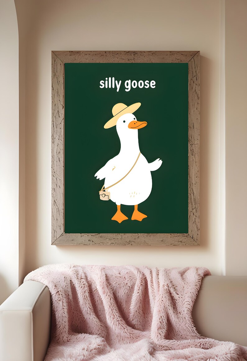 Silly Goose – Playful Whimsical Duck Poster (instant Download!) - Etsy