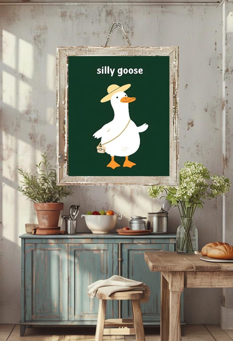 Silly Goose – Playful Whimsical Duck Poster (instant Download!) - Etsy