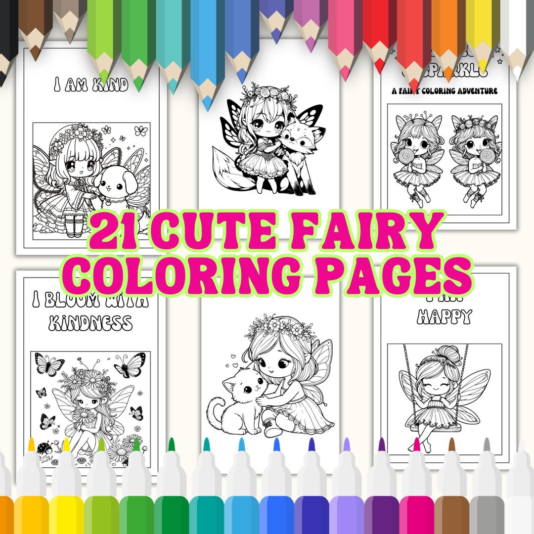 Fairy Color Pages, Fairy Coloring Book, Color Book Pdf, Cute Coloring ...