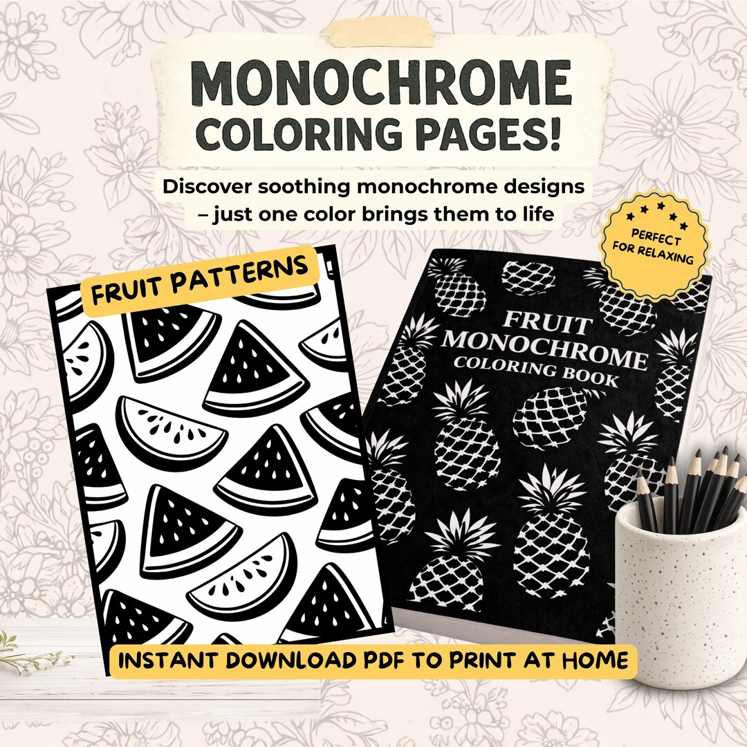 Fruit Monochrome Coloring Book | One Color Coloring Sheets ...