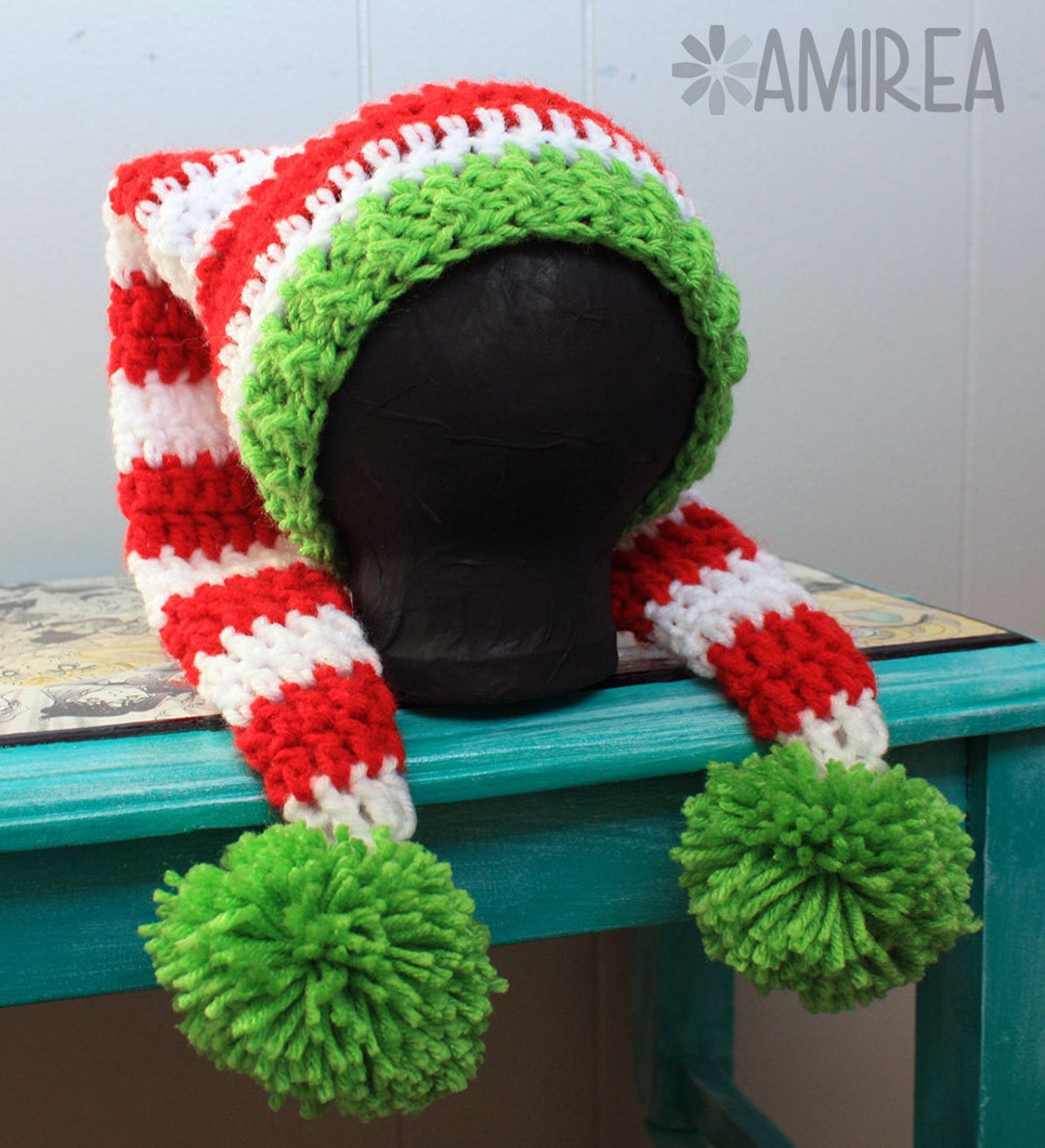 Christmas Stocking Holiday Beanie All Sizes Adult to Newborn, Crochet ...