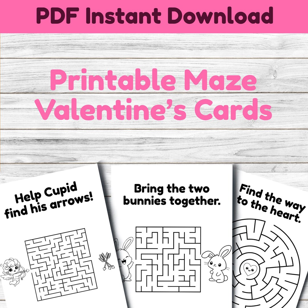 Kids Valentine’s Day Games – 6 Printable Mazes, Fun Activity Sheets for ...