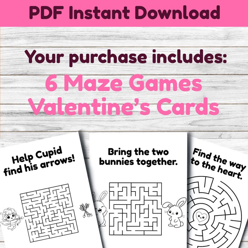Kids Valentine’s Day Games – 6 Printable Mazes, Fun Activity Sheets for ...