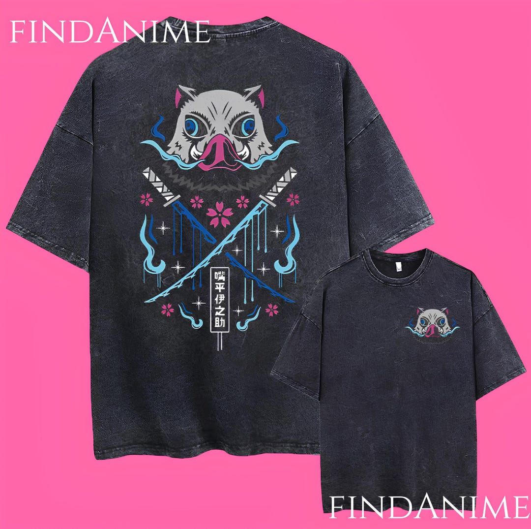 Premium Anime Demon Slayer Washed T-shirt,demon Slayer Anime T-shirt ...