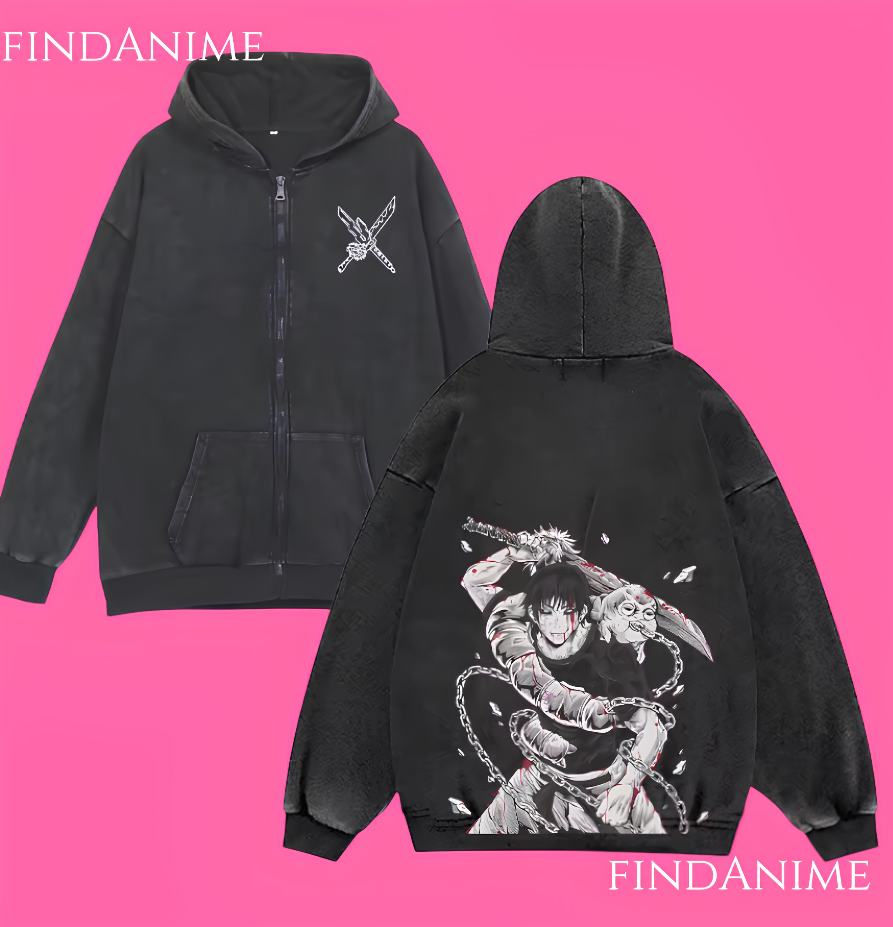 Anime JJK Toji Fushiguro Washed Zip up Hoodie,jujutsu Kaisen Anime Full ...