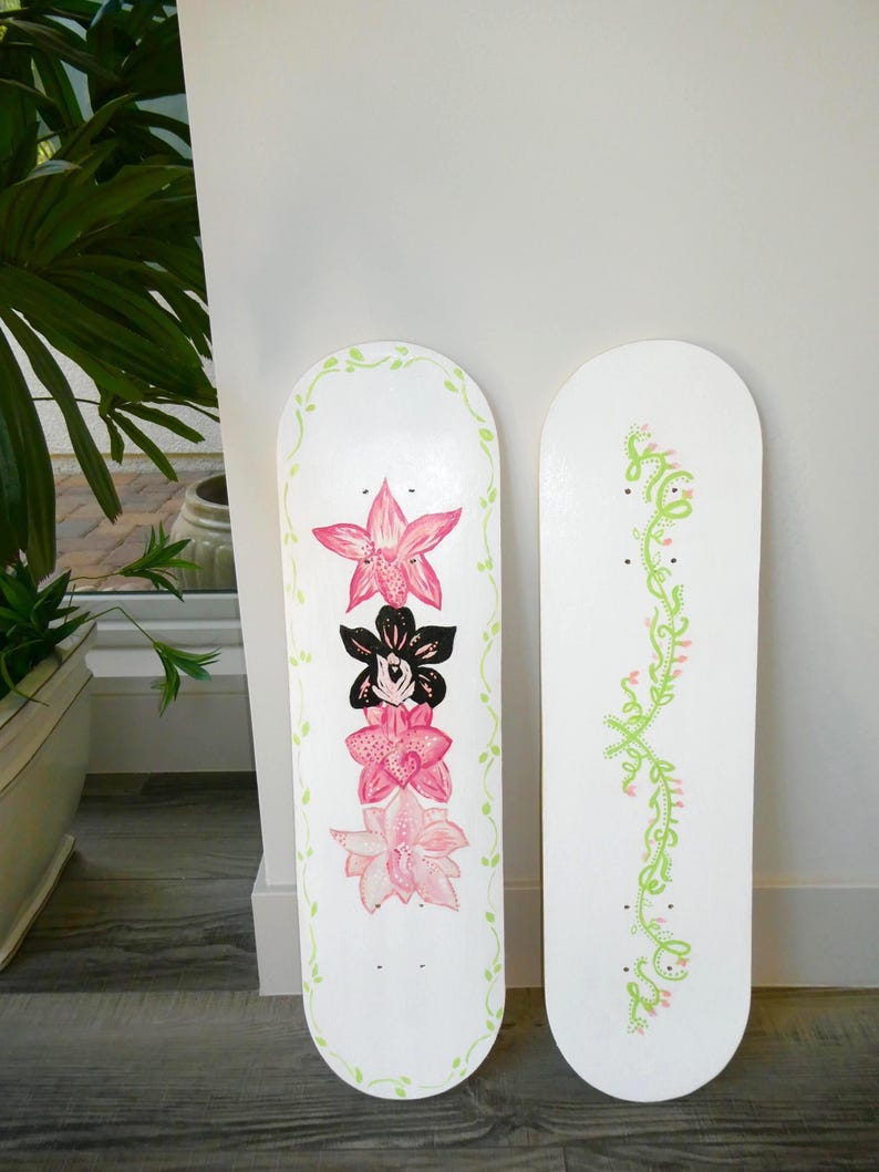 Flower Hand Painted Skateboard Deck Wall Art - Etsy