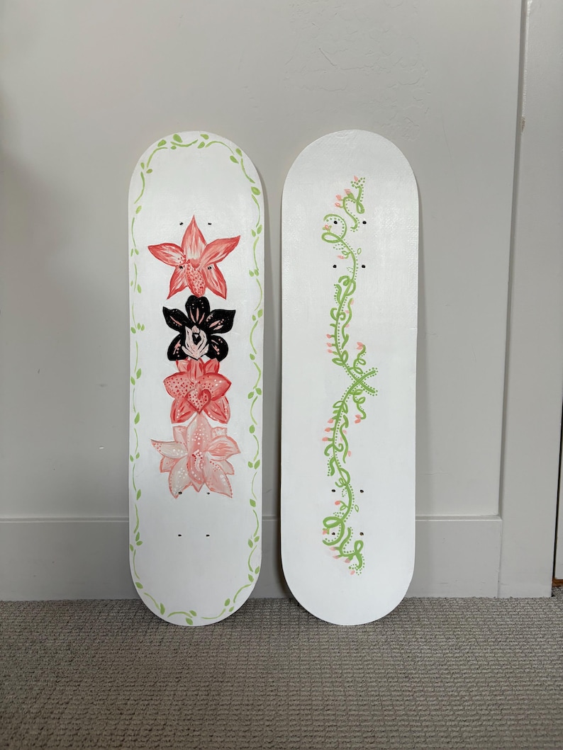 Flower Hand Painted Skateboard Deck Wall Art - Etsy