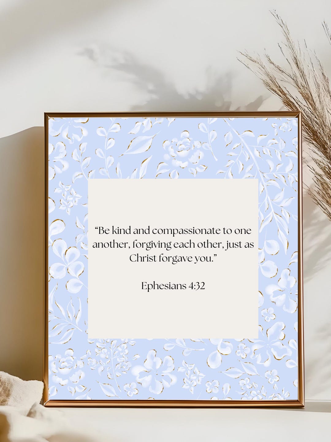 Ephesians 4:32 Wall Art, Bible Verse Art Print, Light Blue Floral Decor ...