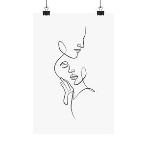 Minimalist Line Art Couple Poster Perfect for Valentines Day - Etsy
