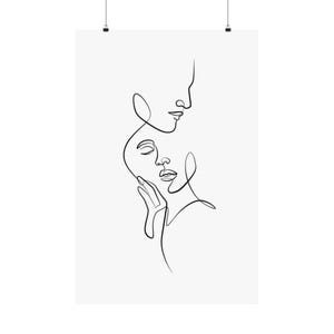 Minimalist Line Art Couple Poster Perfect for Valentines Day - Etsy