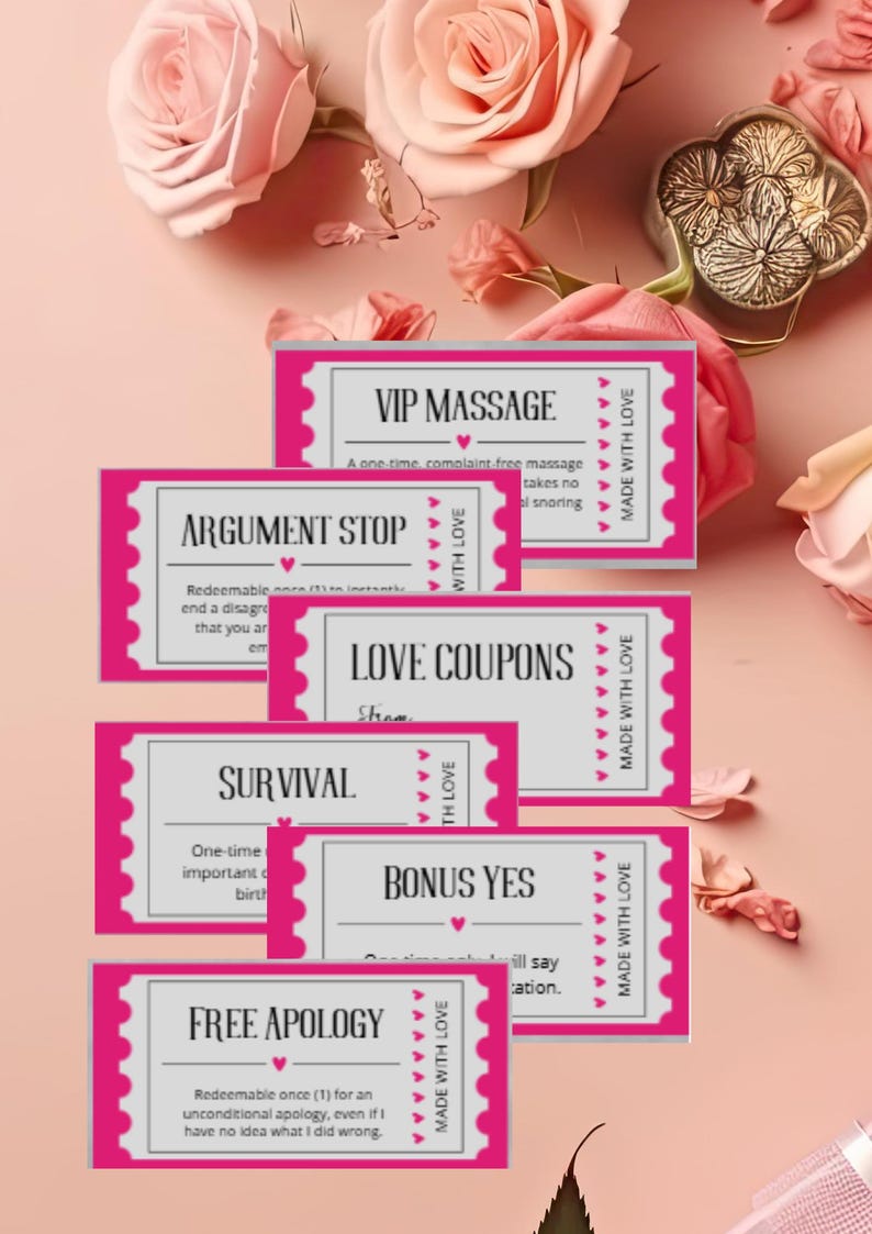 Editable Love Coupons | Printable Romantic Gift | Personalized Gift for ...