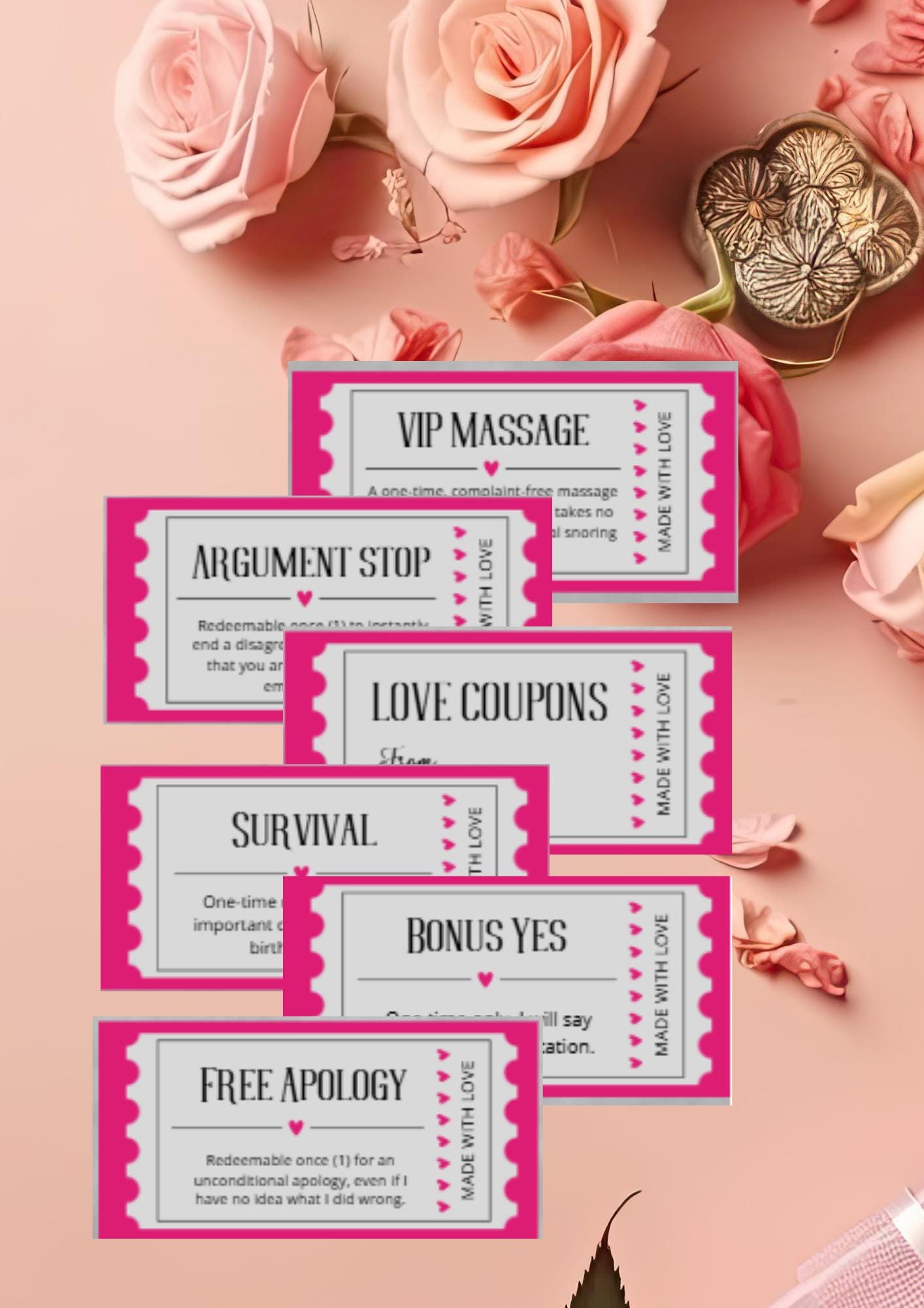 Editable Love Coupons | Printable Romantic Gift | Personalized Gift for ...