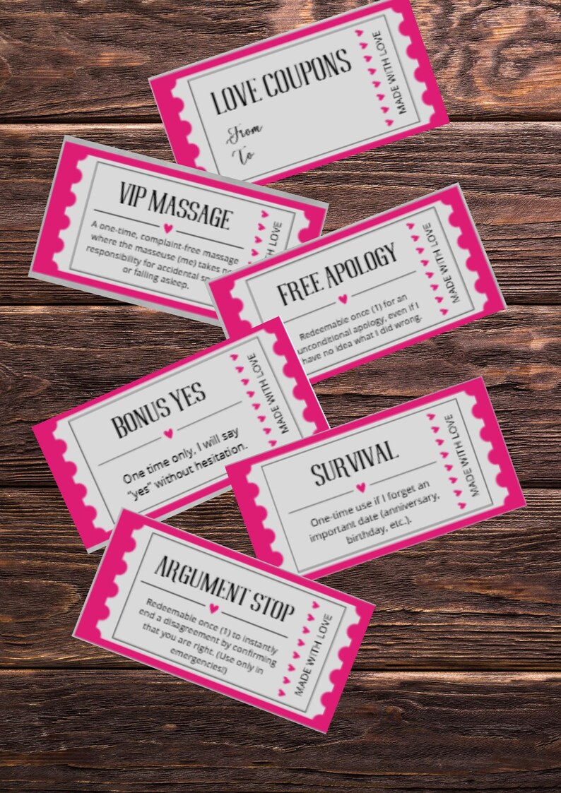 Editable Love Coupons | Printable Romantic Gift | Personalized Gift for ...