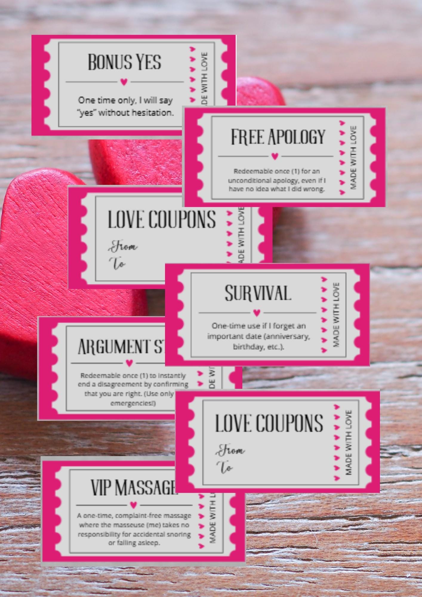Editable Love Coupons | Printable Romantic Gift | Personalized Gift for ...