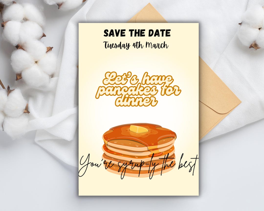 Printable Pancake Day Invitation Sweet & Festive Pancake Dinner Party ...