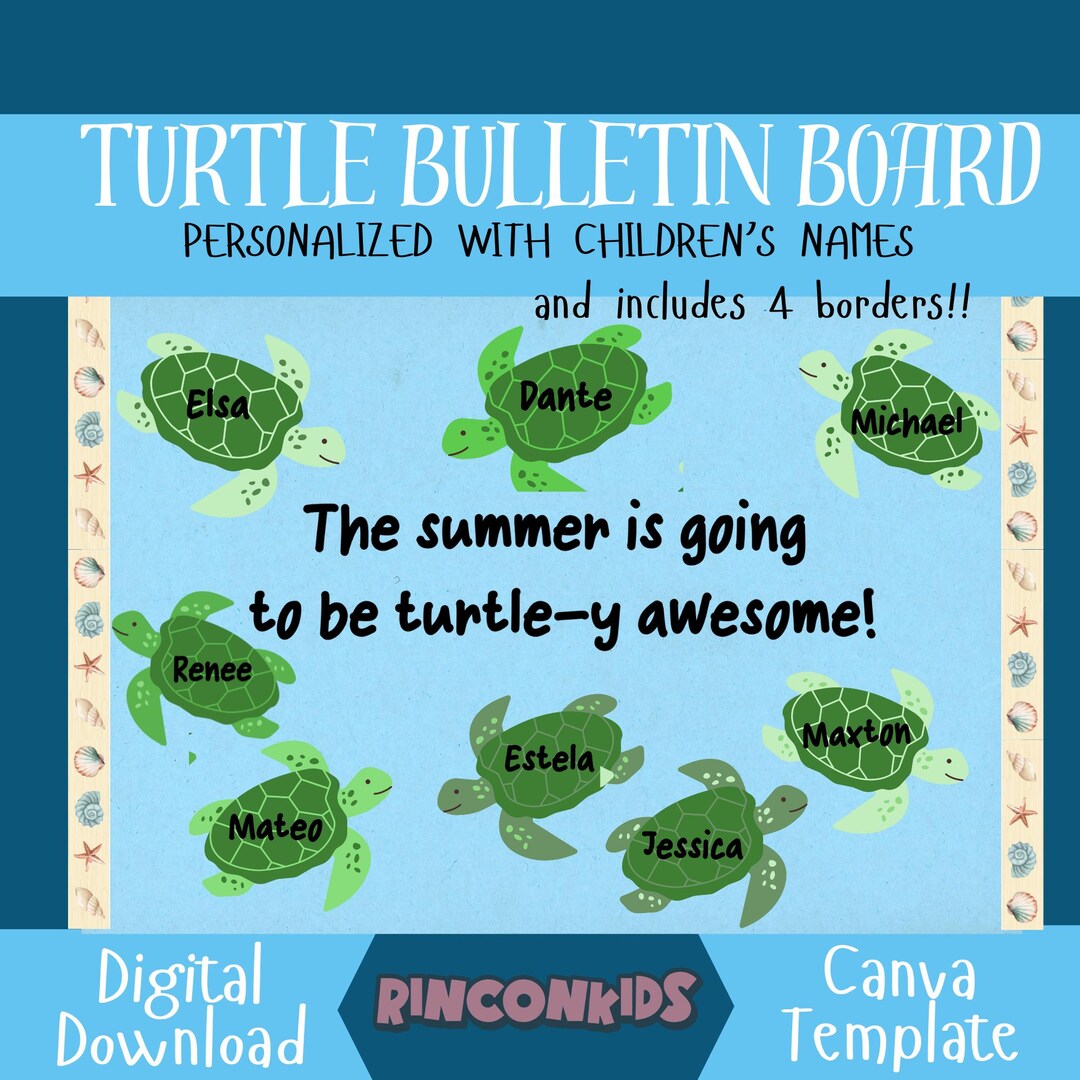 Turtle Bulletin Board – Personalized Summer Classroom Decorations ...