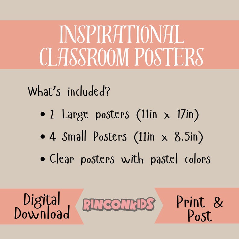 Pastel Classroom Posters: Inspirational Growth Mindset Decor (digital ...