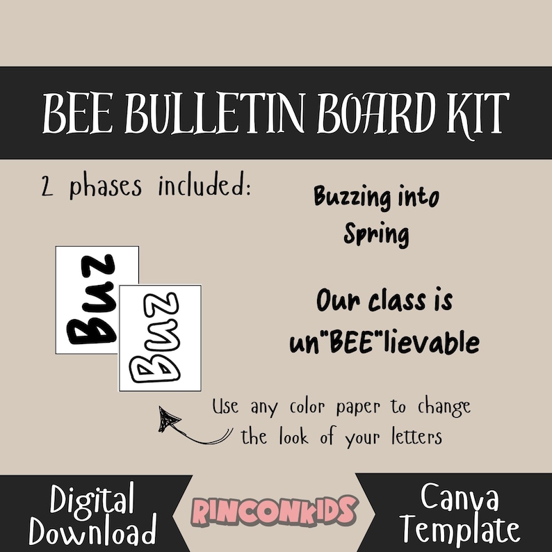 Bee Spring Bulletin Board Kit: Classroom Decor Canva Template (digital ...