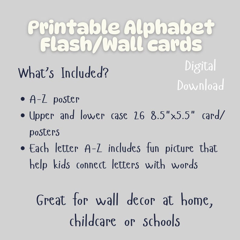 Printable Alphabet Flashcards | Preschool ABC Wall Cards | Classroom ...