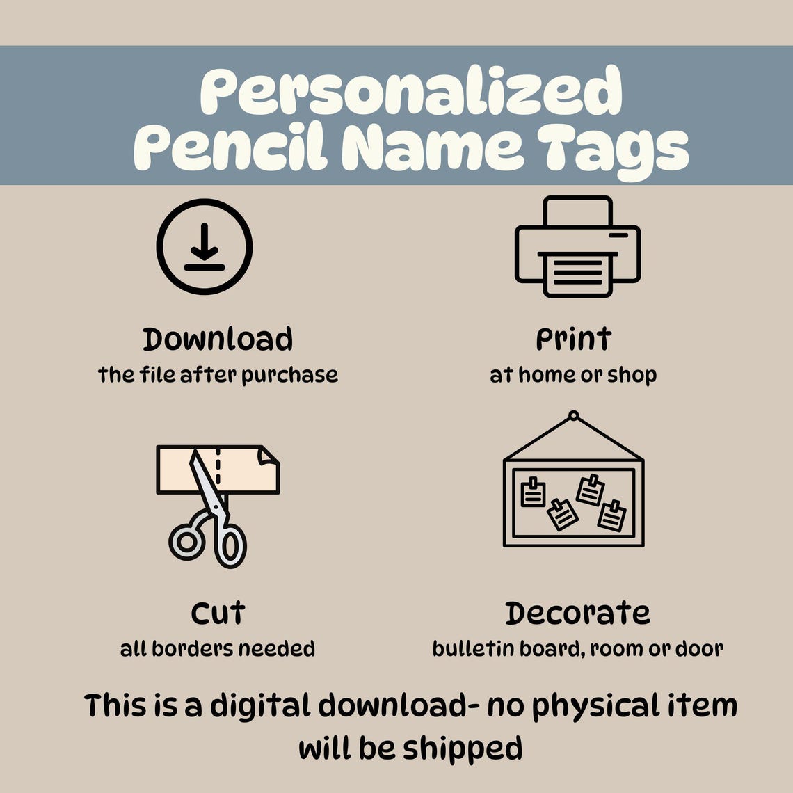 Editable Pencil Name Tags | Back to School Name Labels | Canva Template ...
