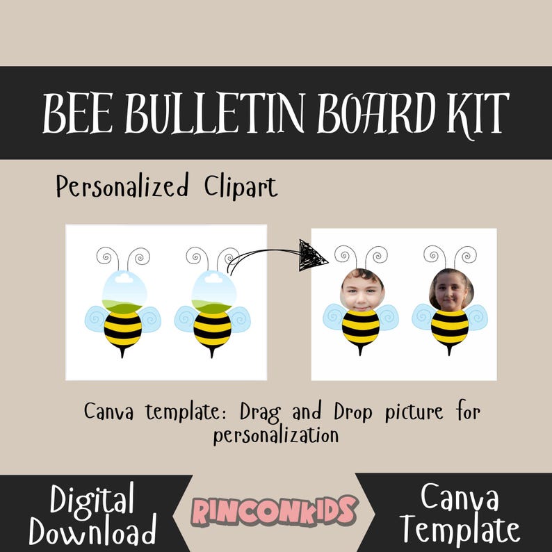 Bee Spring Bulletin Board Kit: Classroom Decor Canva Template (digital ...