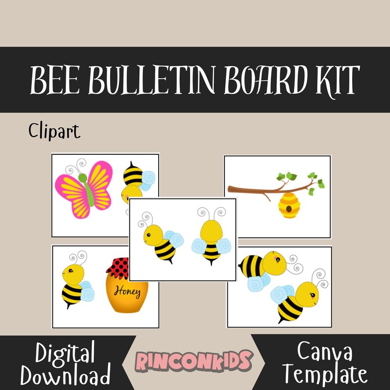 Bee Spring Bulletin Board Kit: Classroom Decor Canva Template (digital ...