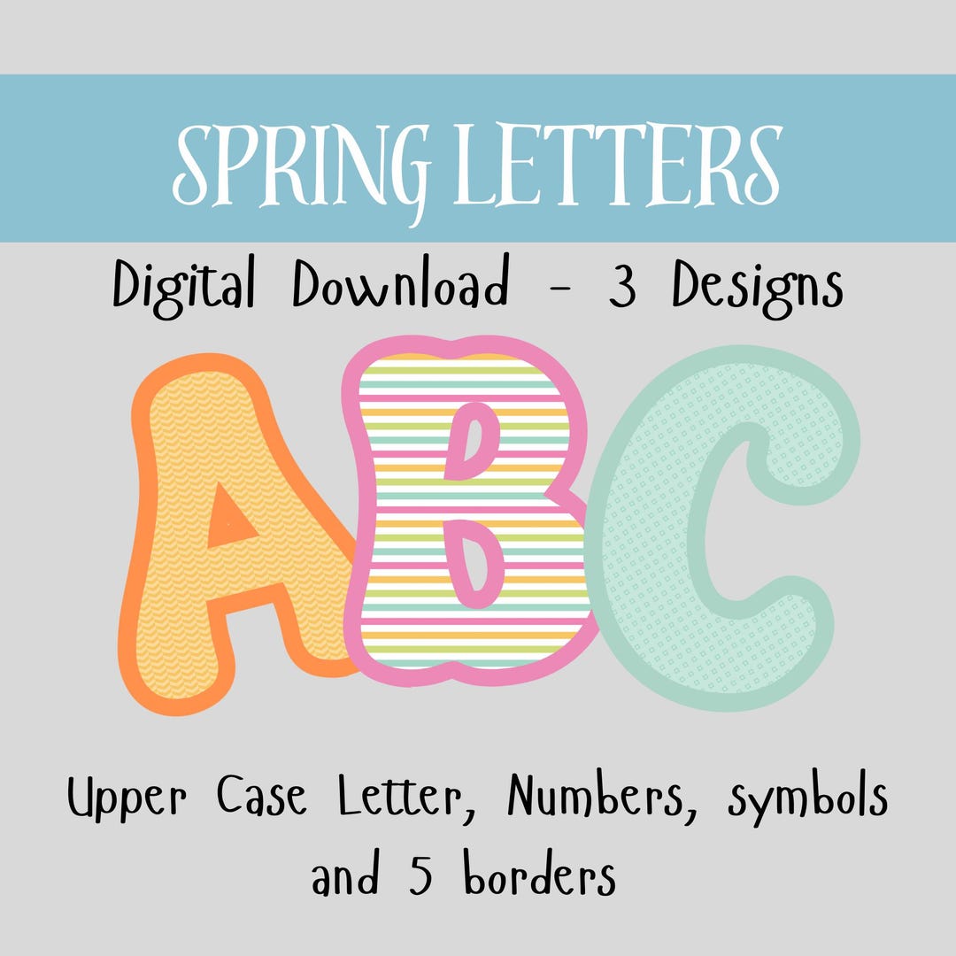 Spring Bulletin Board Letters, A-Z, Numbers and Symbols, Printable ...